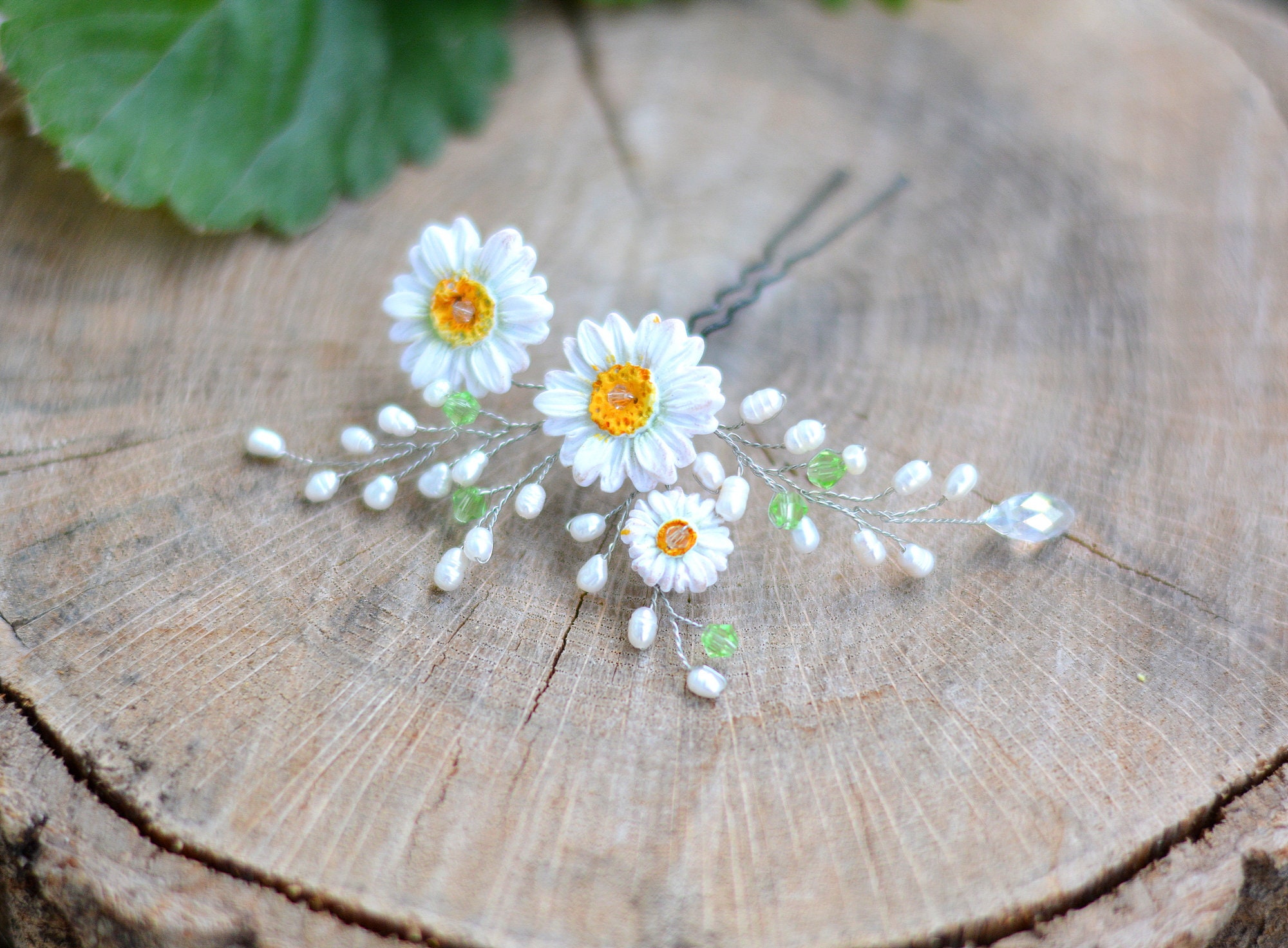 Daisy Hair Pin Bridal Hear Piece Wedding Hair Pin Bridal Daisy | Etsy