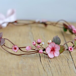 Floral Hair Wreath Bridal Flower Crown Sakura Wedding Crown Cherry ...