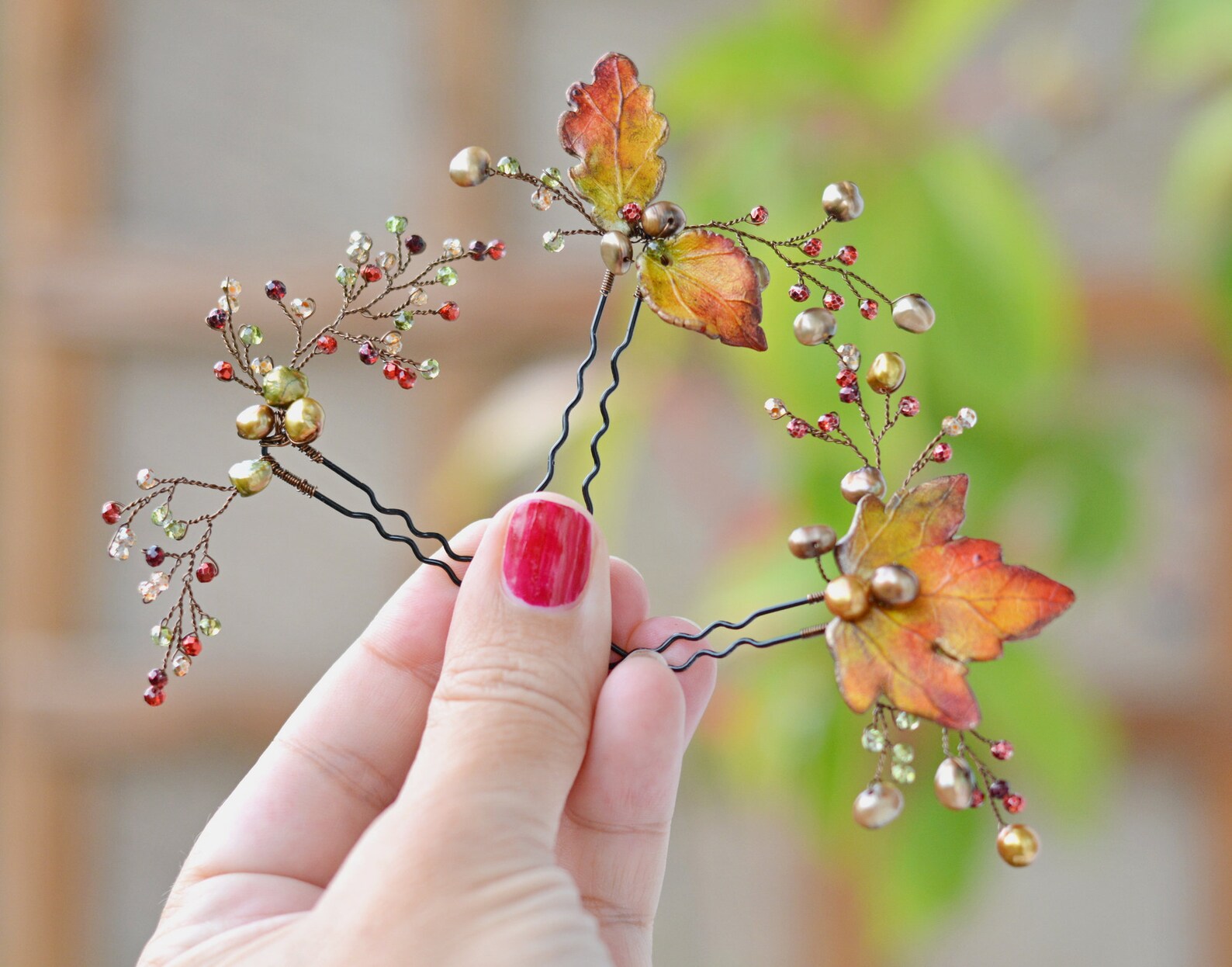 Autumn Leaves Hair Accessory Fall Wedding Hair Pins Set Autumn - Etsy