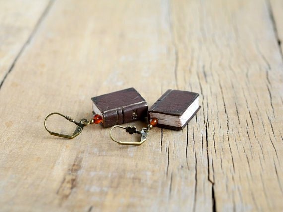 Mini Book Earrings Book Jewelry Miniature Books Gift Book Earrings Book ...