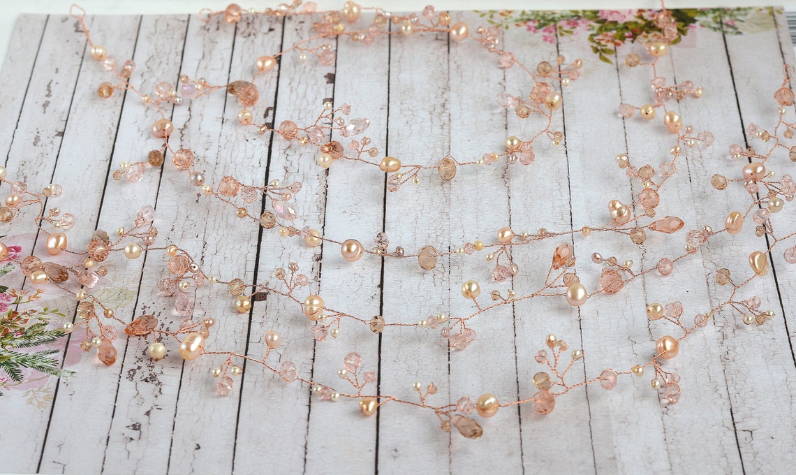 Bridal Rose Gold Hair Vine Wedding Accessory Crystal Hair Vine - Etsy