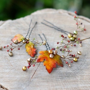 Autumn Leaves Hair Accessory Fall Wedding Hair Pins Set Autumn Bridal ...