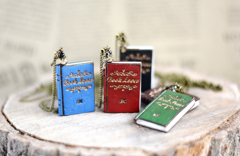 Mini Book Necklace Book Lovers Gift Book Jewelry Miniature - Etsy Canada