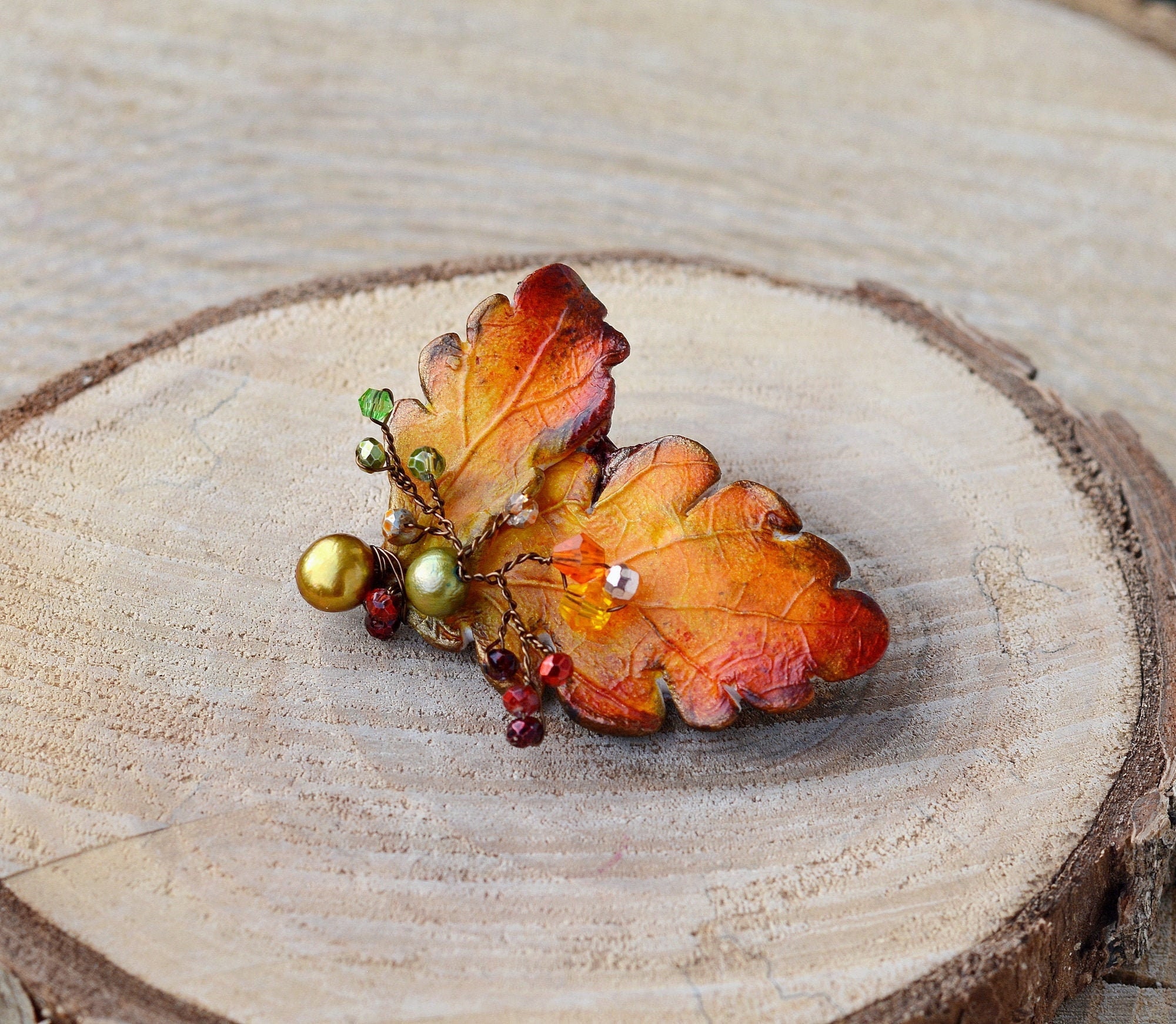 Oak leaf brooch Autumn leaf jewelry Fall leaf accessory | Etsy