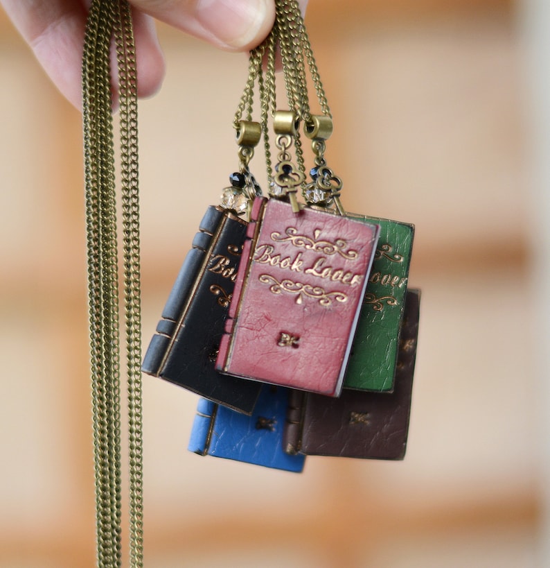 Mini Book Necklace Book Lovers Gift Book Jewelry Miniature - Etsy