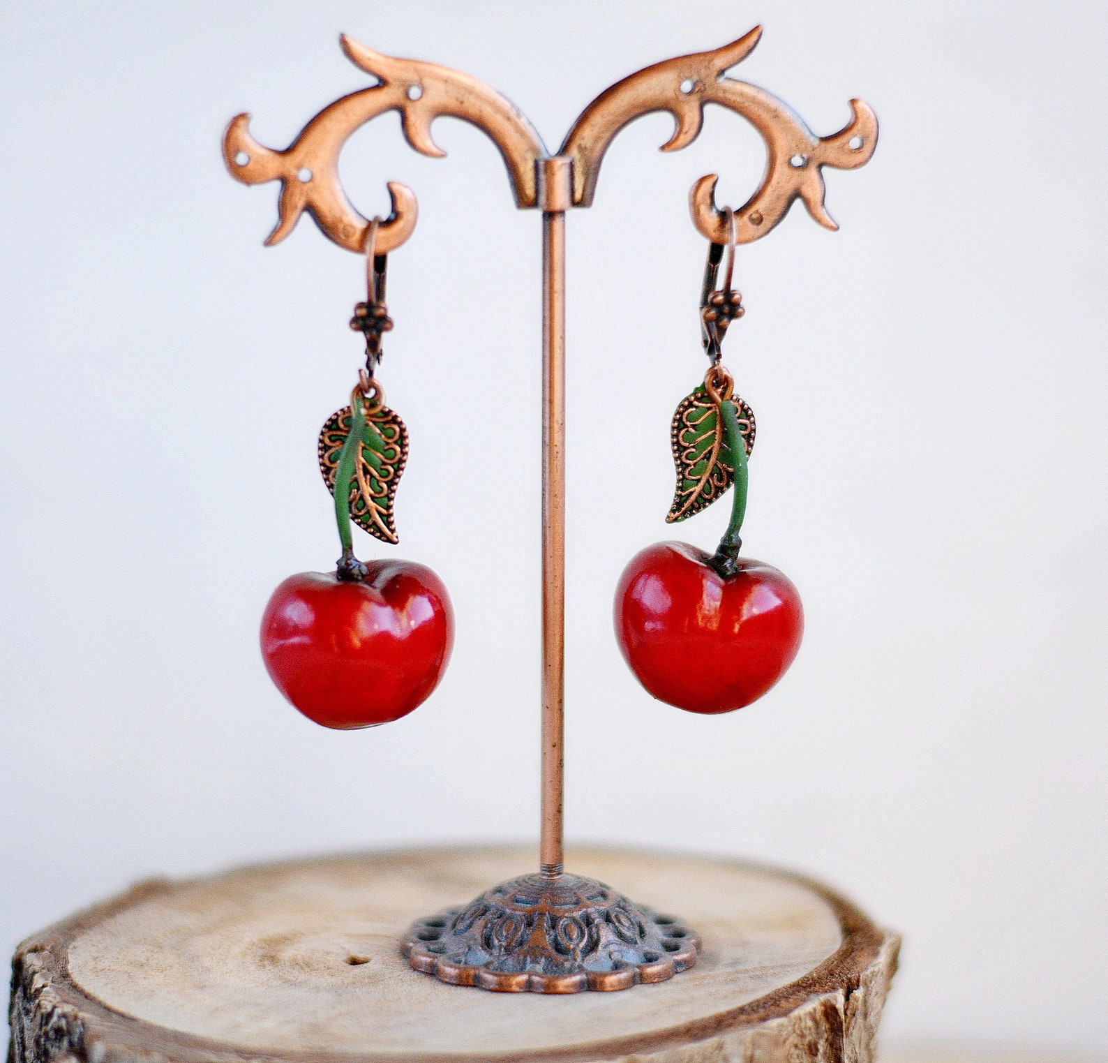 Red Cherry Earrings Cottagecore Jewelry Trendy Nature Earrings - Etsy