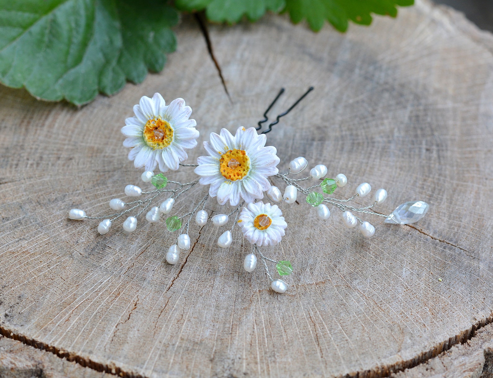 Daisy Hair Pin Bridal Hear Piece Wedding Hair Pin Bridal Daisy | Etsy