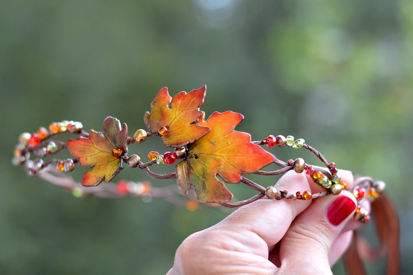 Autumn Leaves Tiara Fall Leaves Crown Maple Leaf Hair Wreath Fall Hair ...