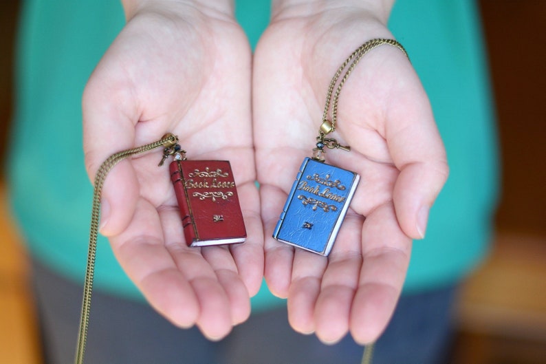 Mini Book Necklace Book Lovers Gift Book Jewelry Miniature Book ...