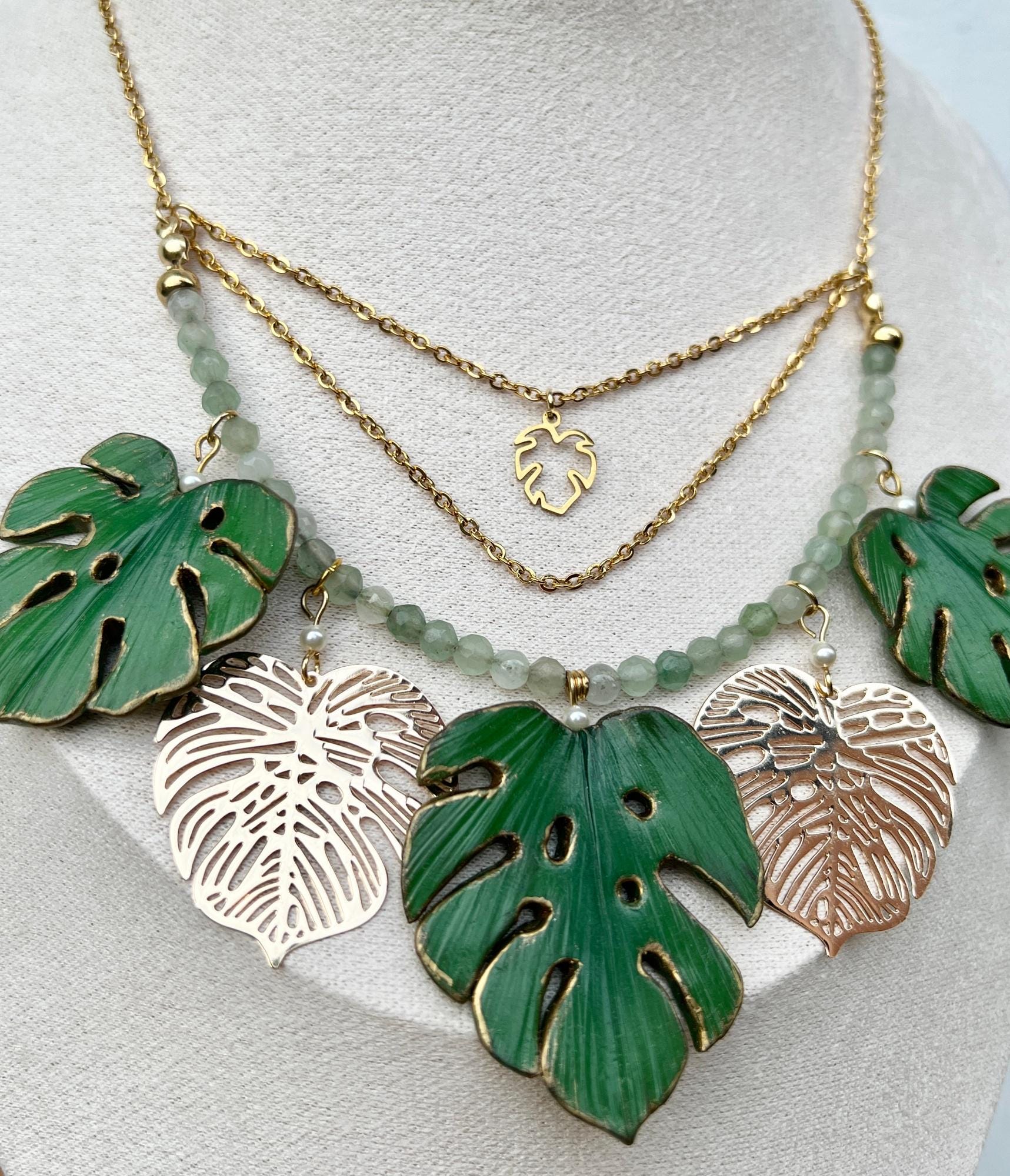 Monstera Leaf Necklace Tropical Leaves Jewelry Tropical Plant Necklace ...