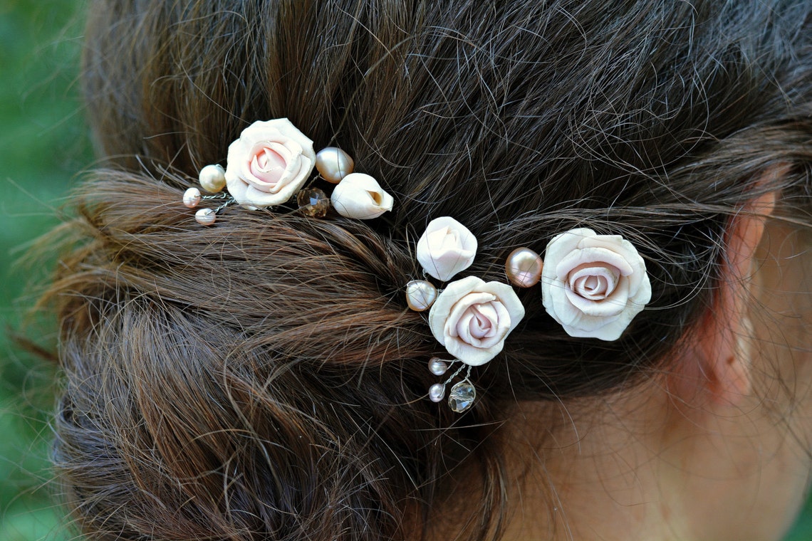 Ivory Hair Pins Set Bridal Hair Pins Wedding Accessory Cream | Etsy