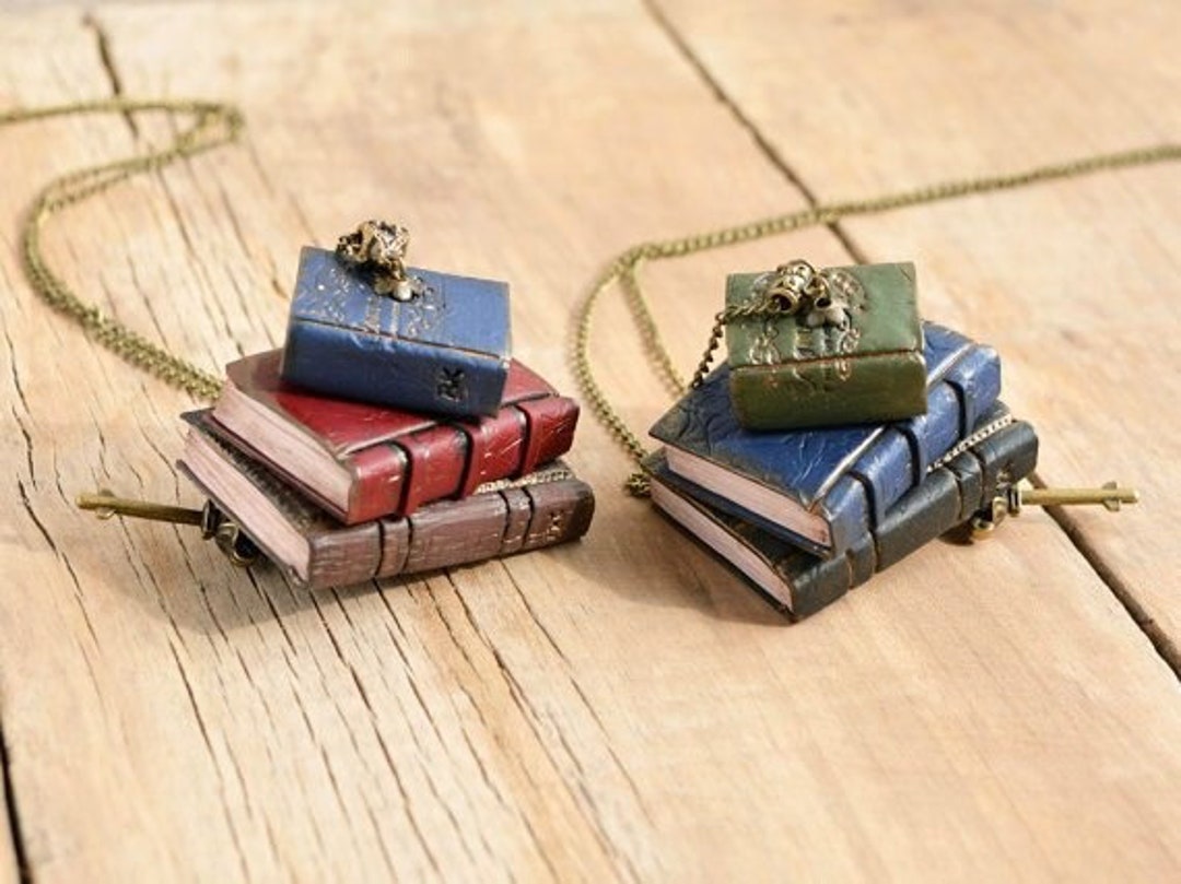 Charm Book Necklace Mini Library Jewelry Book Pendant Book Lover Gift ...