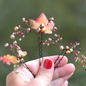 Autumn Leaves Hair Accessory Fall Wedding Hair Pins Set Autumn Bridal ...