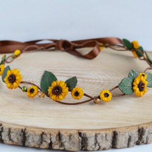 Sunflower Hair Wreath Wedding Bridal Sunflower Tiara Flower Girl Floral ...