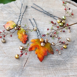 Autumn Leaves Hair Accessory Fall Wedding Hair Pins Set Autumn Bridal ...