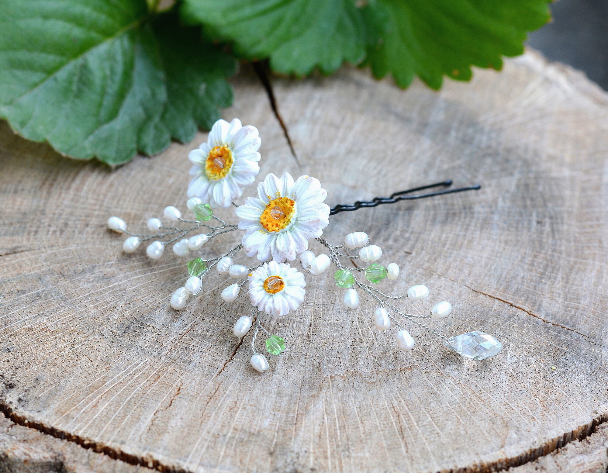 Daisy Hair Pin Bridal Hear Piece Wedding Hair Pin Bridal Daisy | Etsy