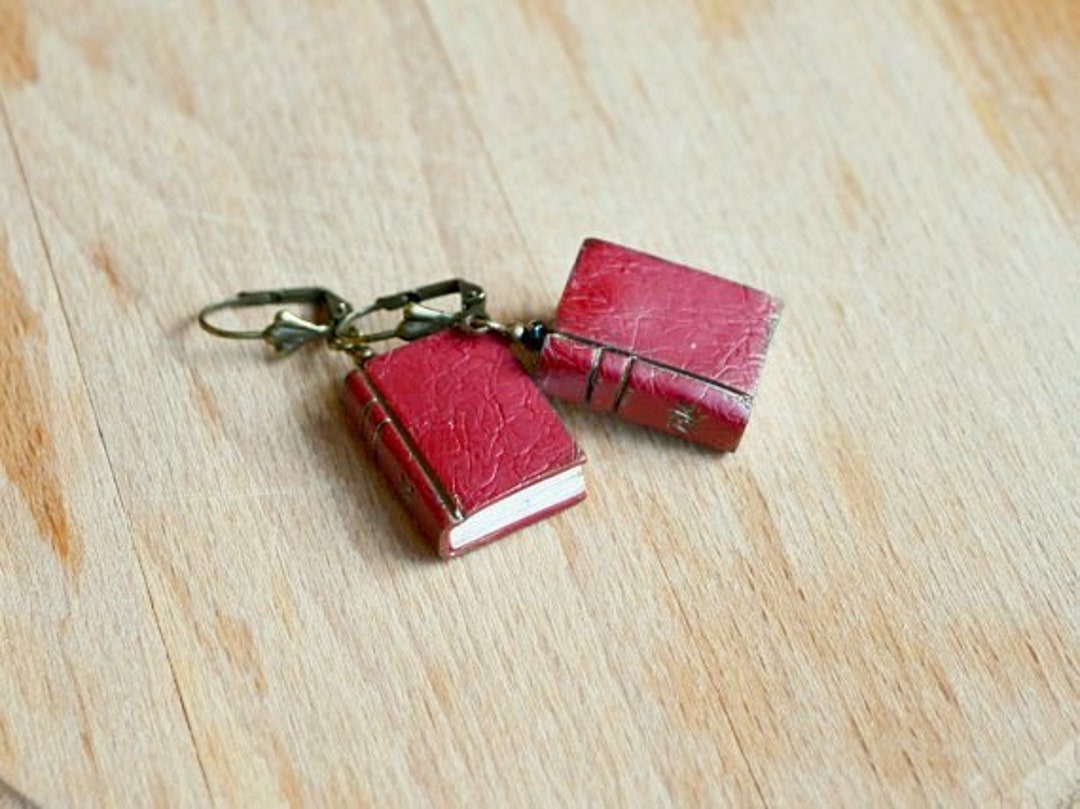 Miniature Book Earrings Mini Book Earrings Mini Books Jewelry Gift ...