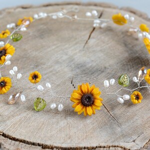 Sunflower Hair Jewelry Wedding Floral Hair Vine Sunflower Wedding ...