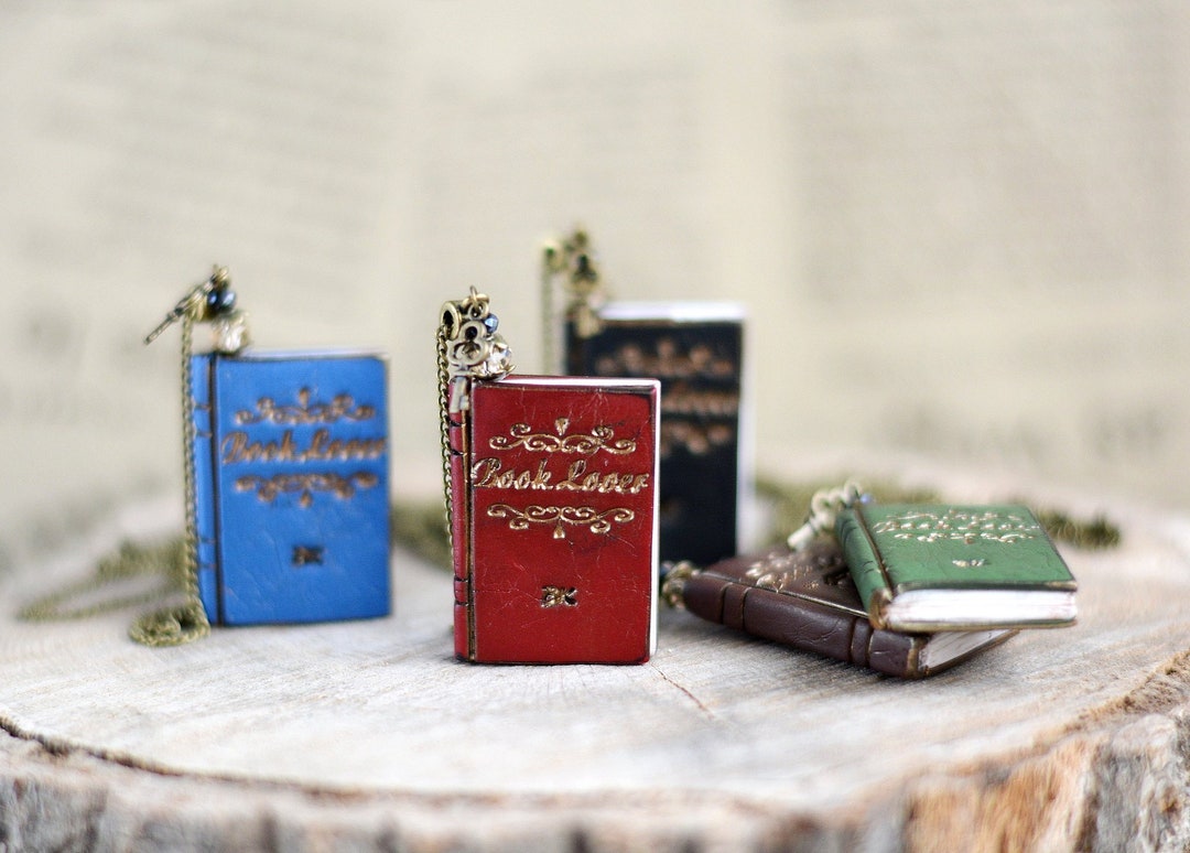 Mini Book Necklace Book Lovers Gift Book Jewelry Miniature Book ...