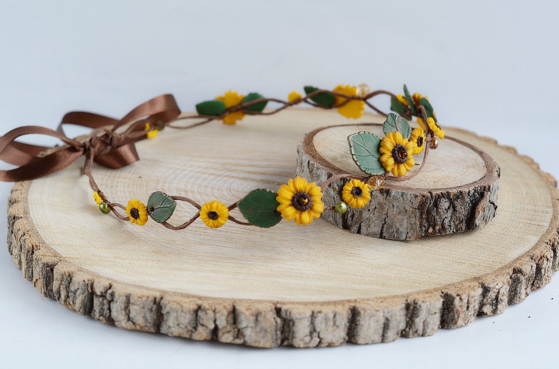 Sunflower Hair Wreath Wedding Bridal Sunflower Tiara Flower | Etsy