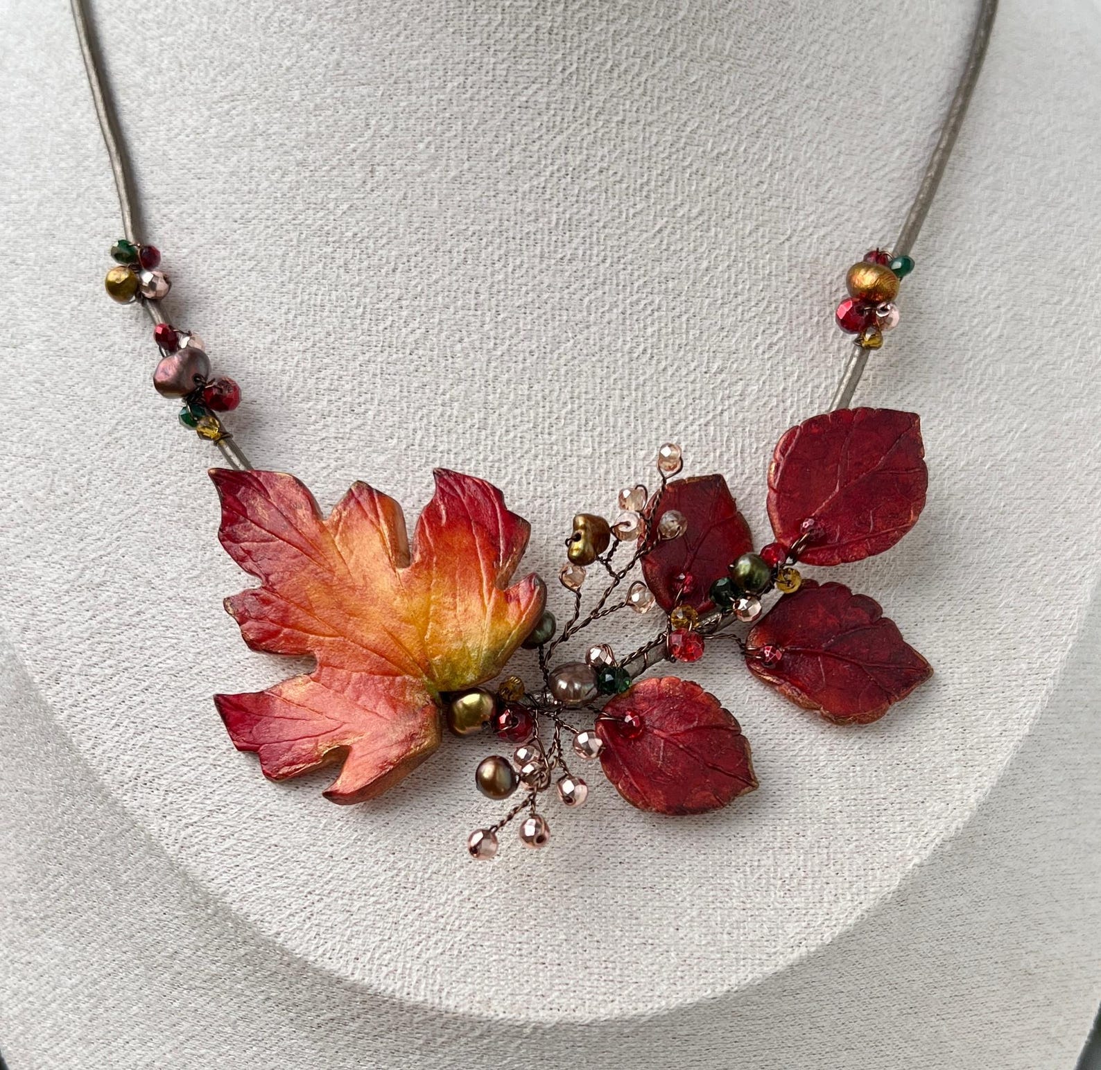 Autumn Forest Leaves Necklace Fall Maple Leaf Jewelry Autumn Woodland ...