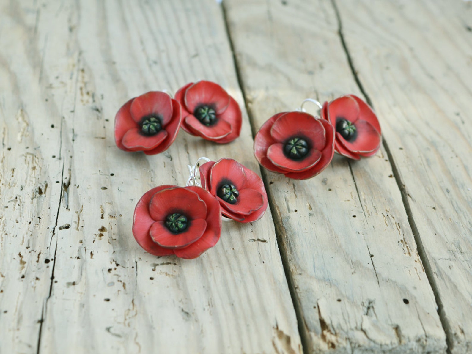 Red Poppy Earrings Poppy Jewelry Dangle Poppy Earring Red - Etsy