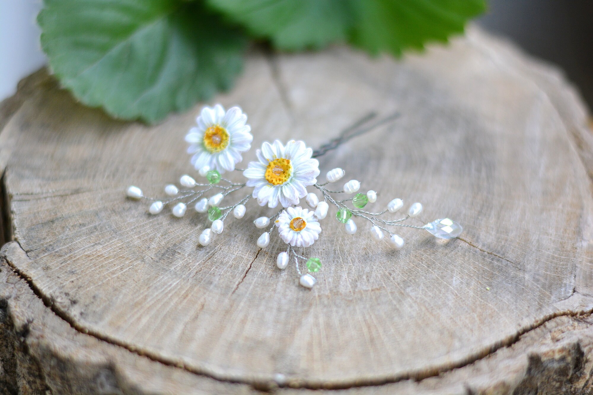 Daisy Hair Pin Bridal Hear Piece Wedding Hair Pin Bridal Daisy | Etsy