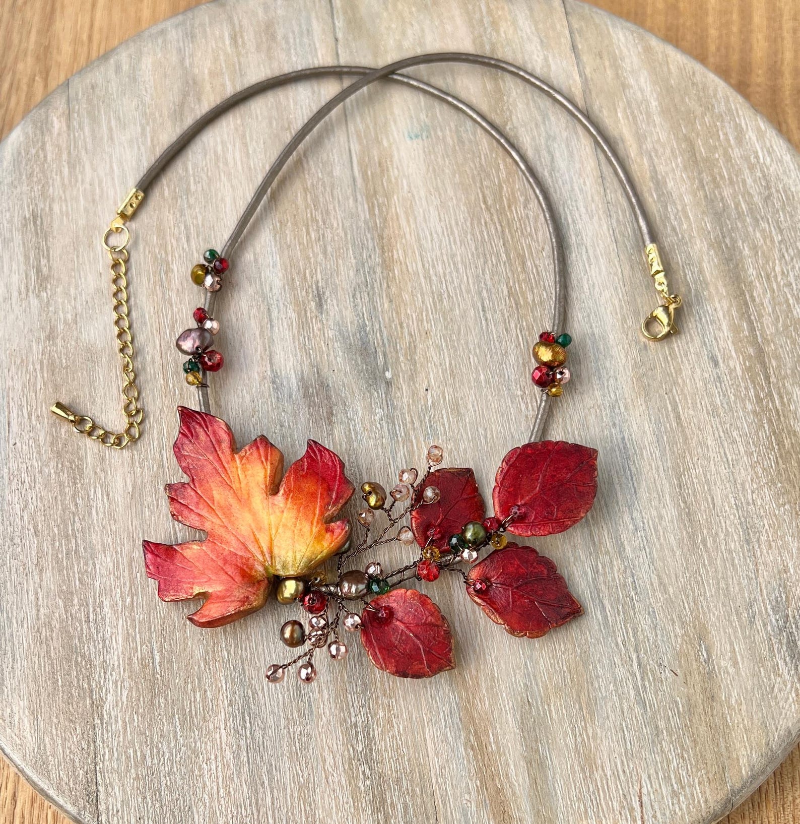 Autumn Forest Leaves Necklace Fall Maple Leaf Jewelry Autumn Woodland ...
