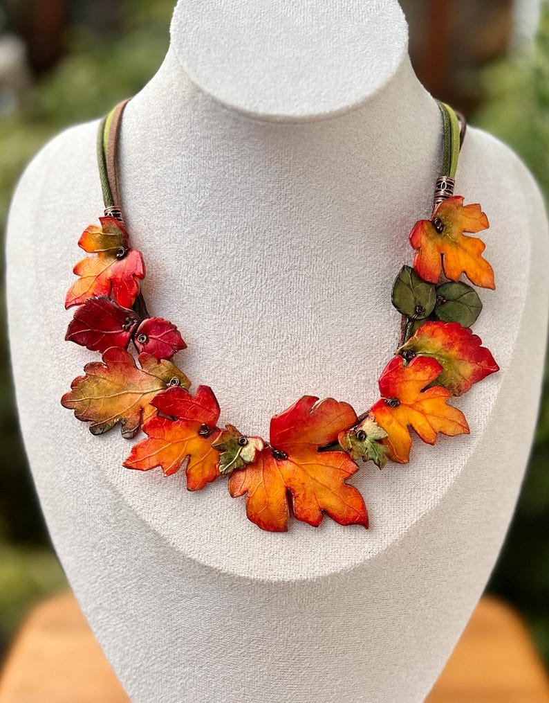 Fall Leaves Necklace, Autumn Foliage Jewelry, Maple Leaf Nature ...