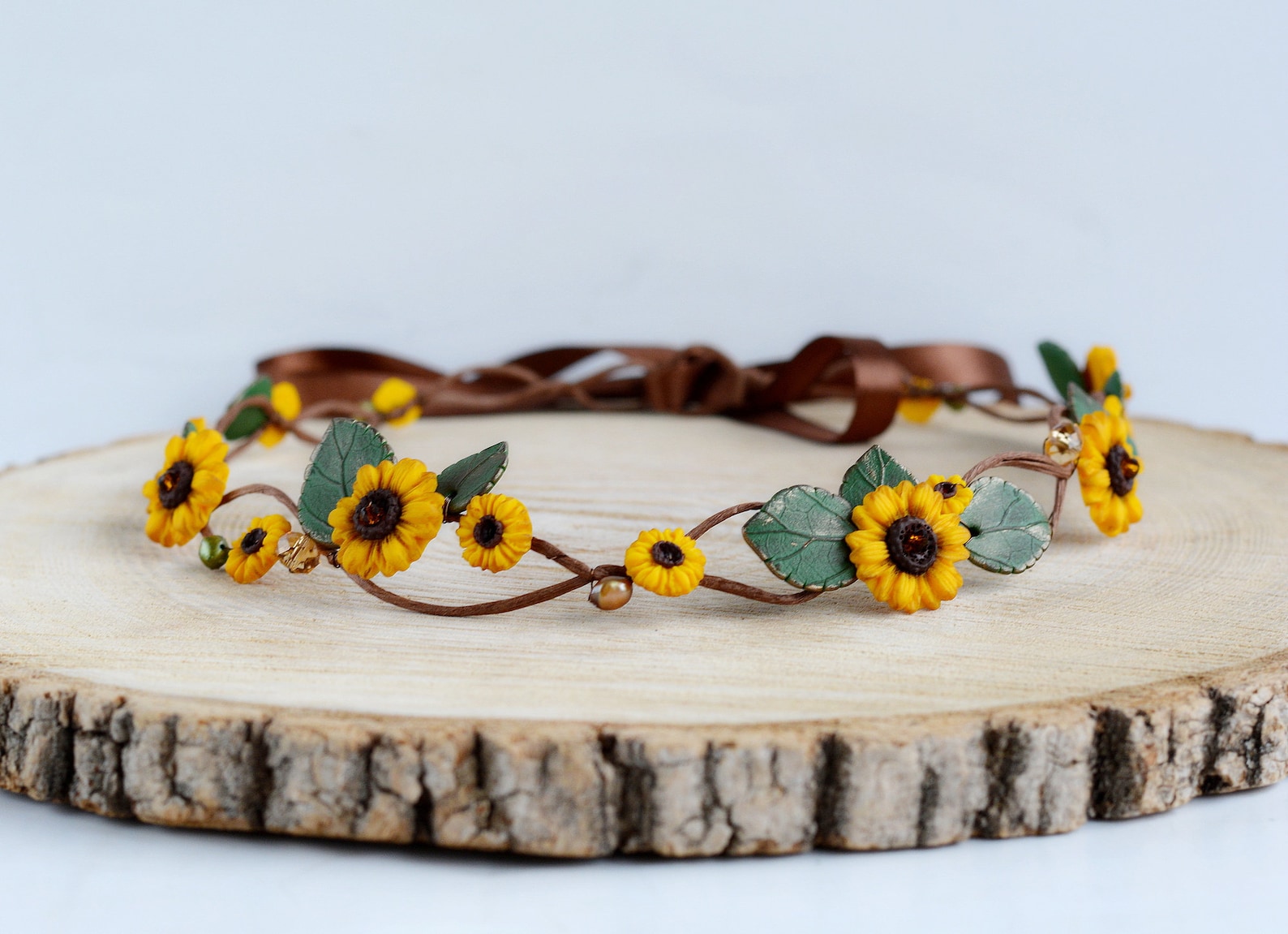 Sunflower Hair Wreath Wedding Bridal Sunflower Tiara Flower Girl Floral ...