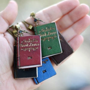 Mini Book Necklace Book Lovers Gift Book Jewelry Miniature Book ...