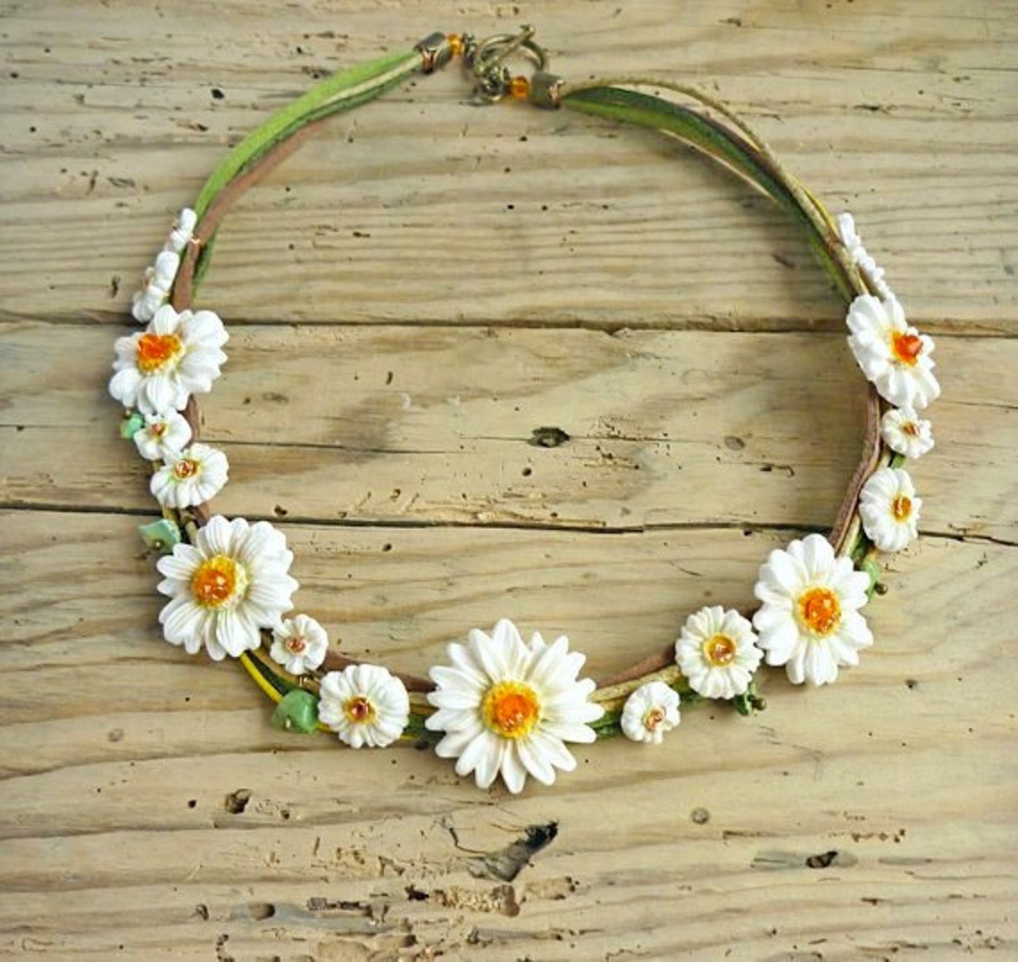 White Daisy Necklace Statement Floral Daisy Jewelry Spring Garden Daisy ...