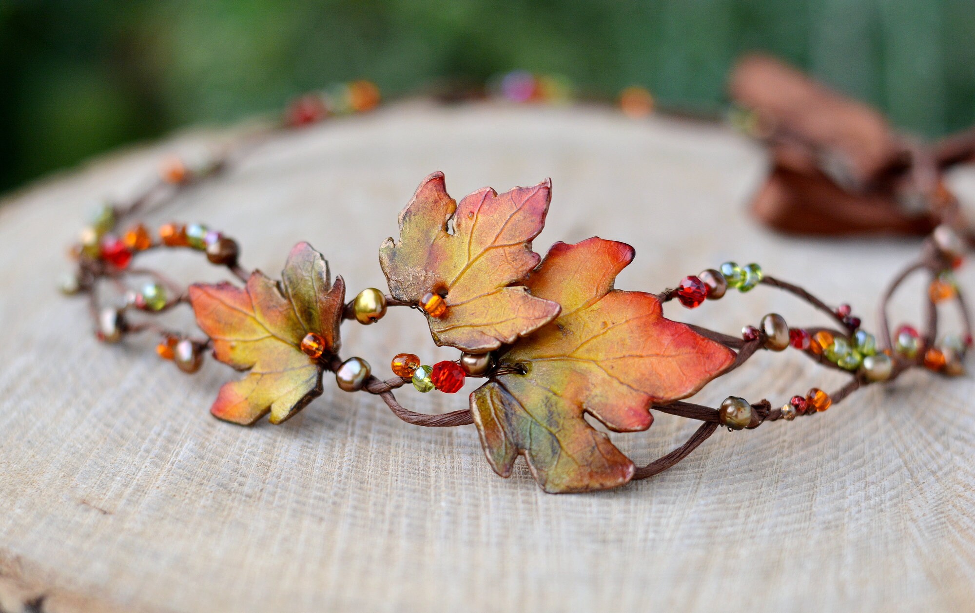 Autumn Leaves Tiara Fall Leaves Crown Maple Leaf Hair Wreath Fall Hair ...