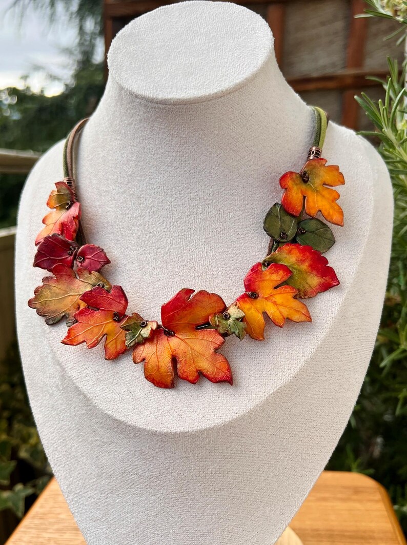 Fall Leaves Necklace, Autumn Foliage Jewelry, Maple Leaf Nature ...