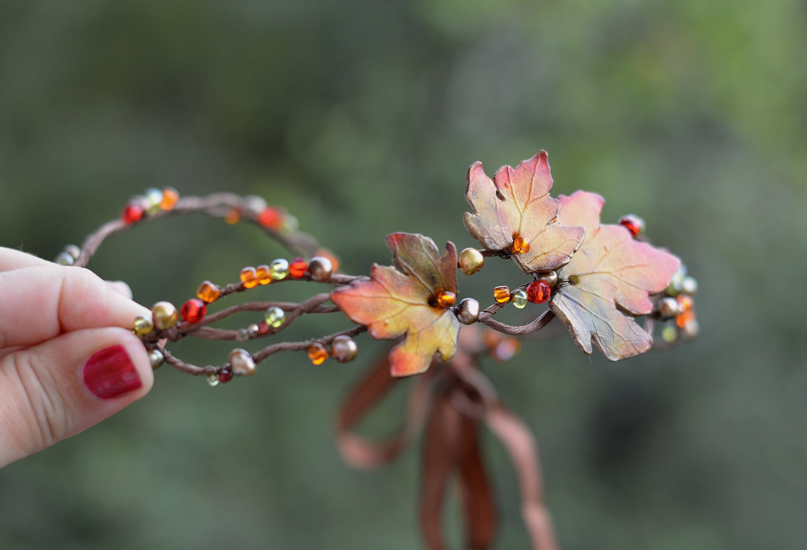 Autumn Leaves Tiara Fall Leaves Crown Maple Leaf Hair Wreath Fall Hair ...
