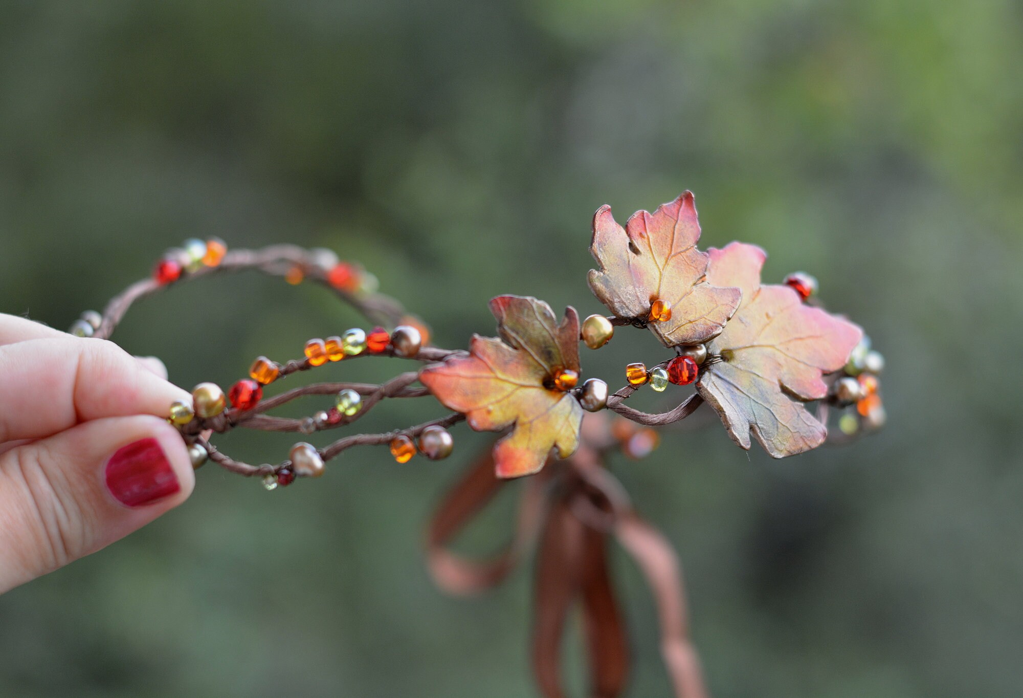 Autumn Leaves Tiara Fall Leaves Crown Maple Leaf Hair Wreath Fall Hair ...