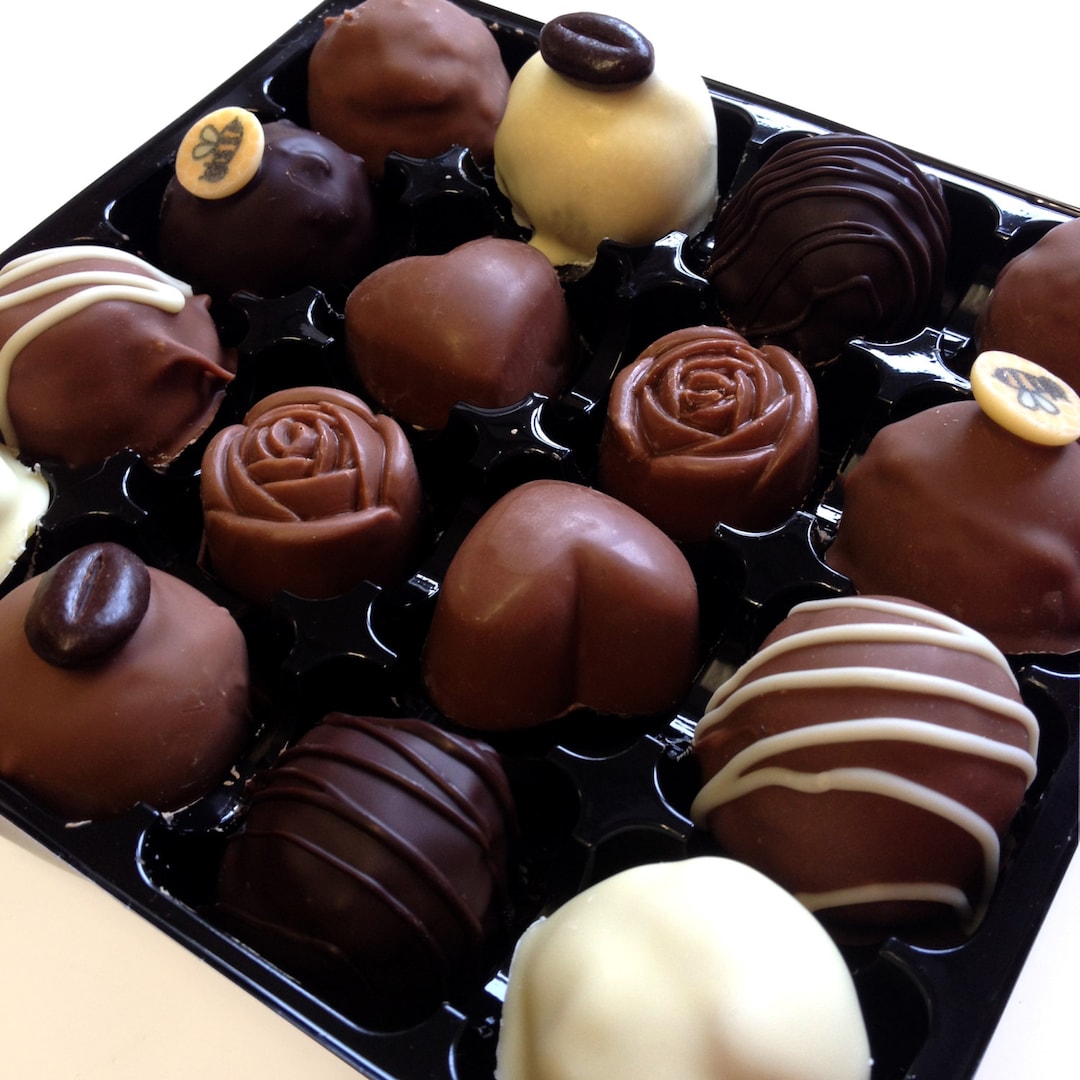 Luxury Box of Chocolates, 16 Hand-made Truffles and Filled Chocolates ...