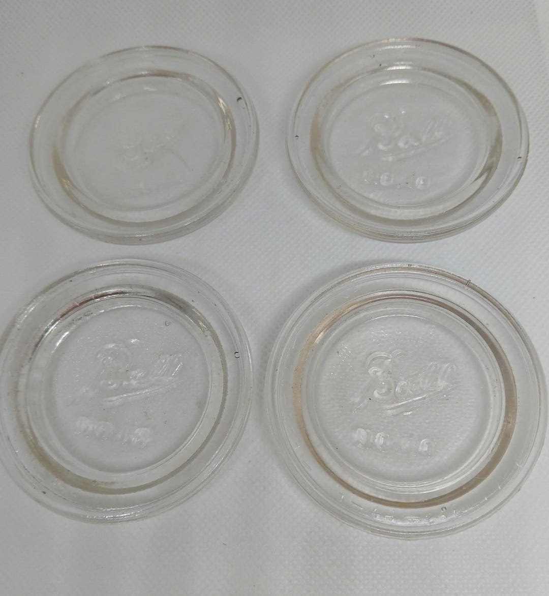 Vintage Glass Ball Lid Inserts, Ball 10 Glass Lids, Set of 4 Glass Lids ...