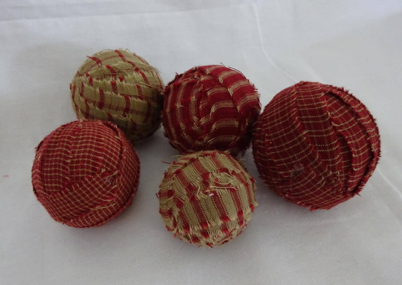 Rag Balls, Homespun Rag Balls, Easter Basket Filler, Red Rag Balls ...