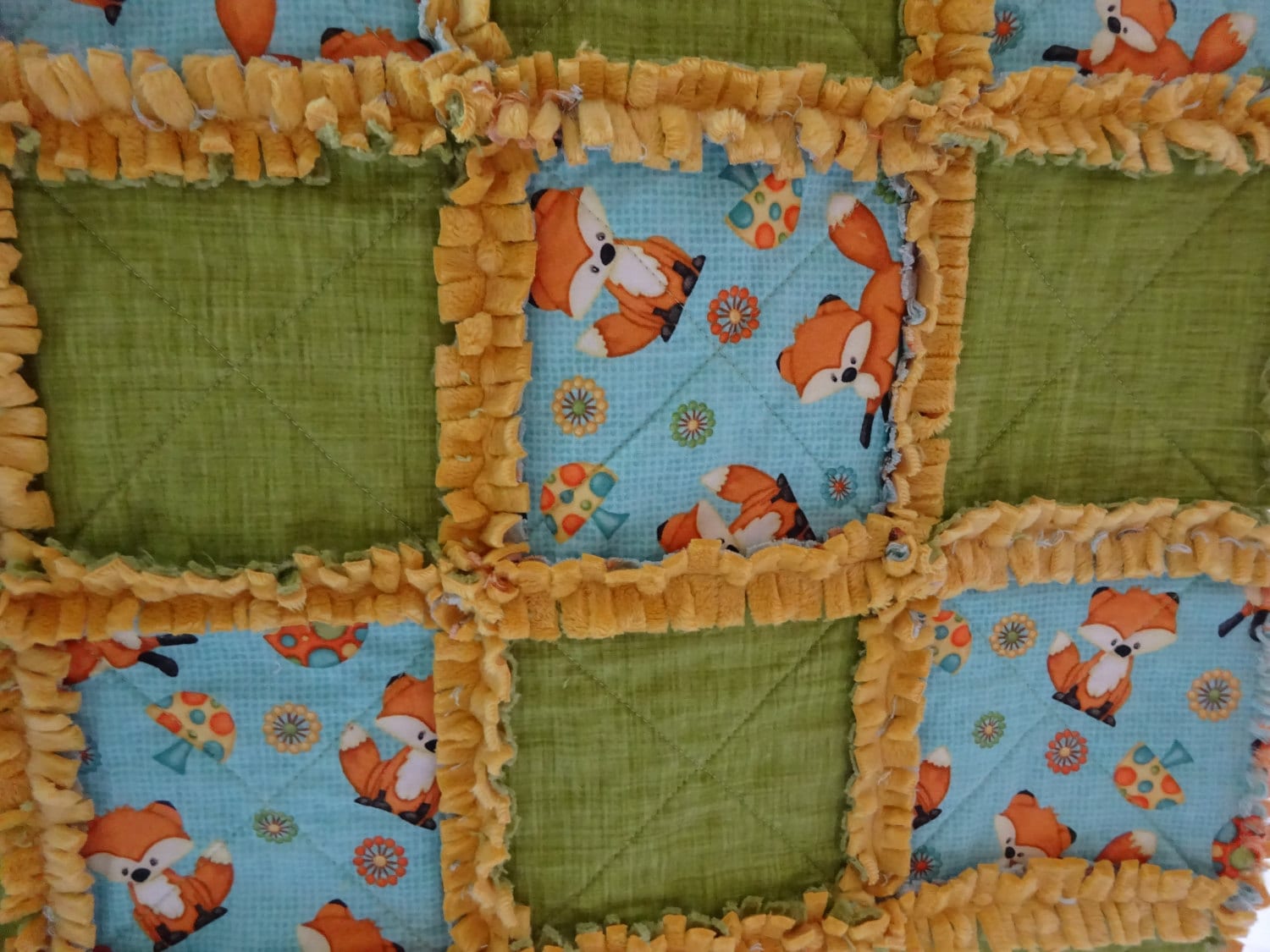 Rag Quilt Wildlife Baby Quilt Baby Rag Quilt Fox Rag Quilt - Etsy