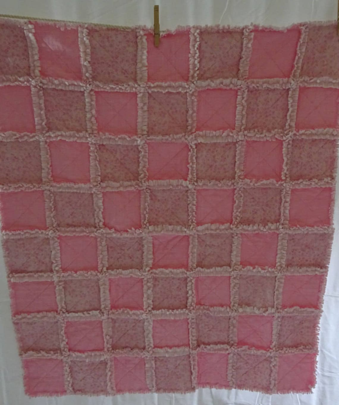 Rag Quilt, Baby Rag Quilt, Pink Patchwork Quilt, Pink Baby Quilt, Pink ...
