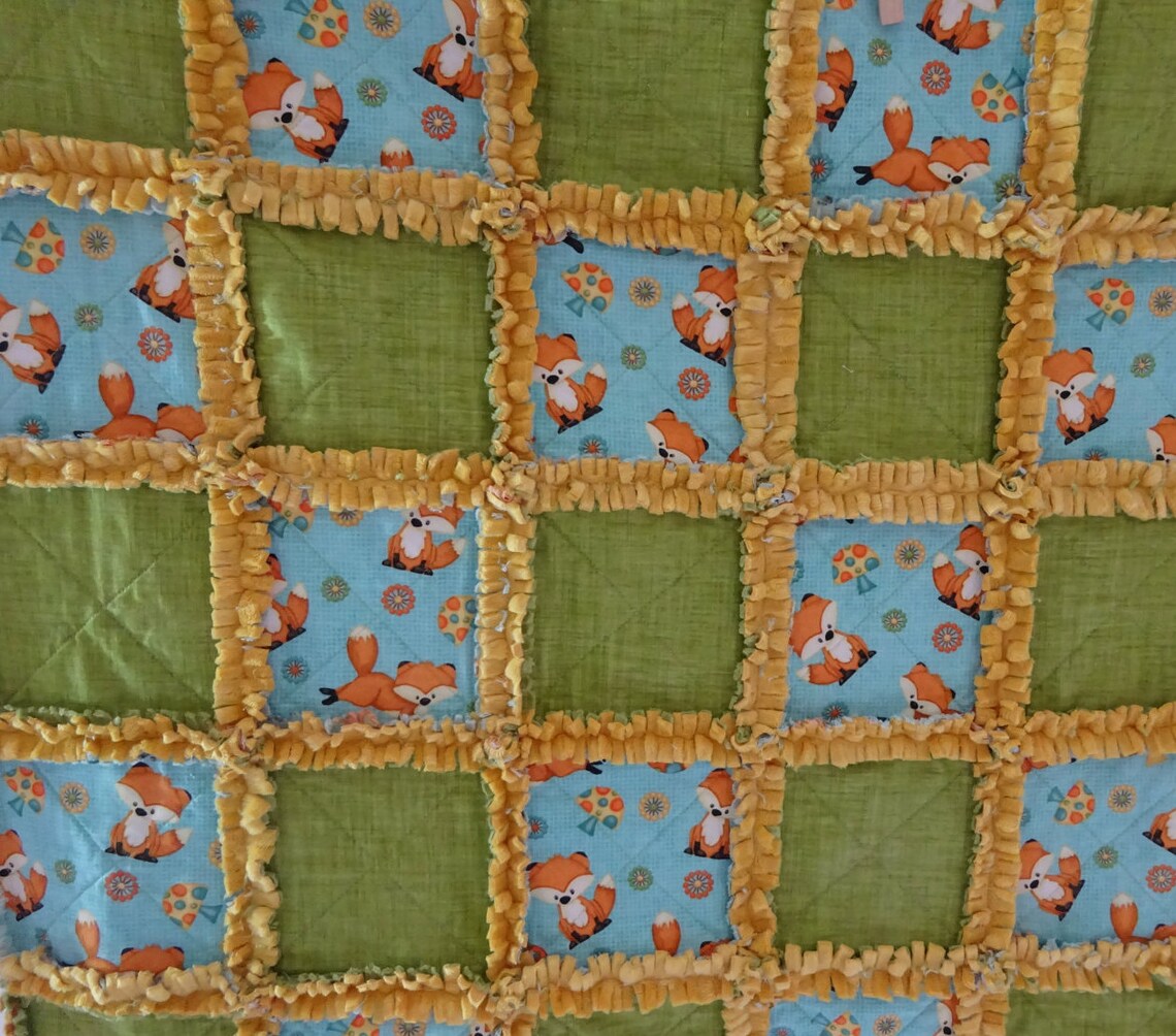 Rag Quilt Wildlife Baby Quilt Baby Rag Quilt Fox Rag Quilt - Etsy