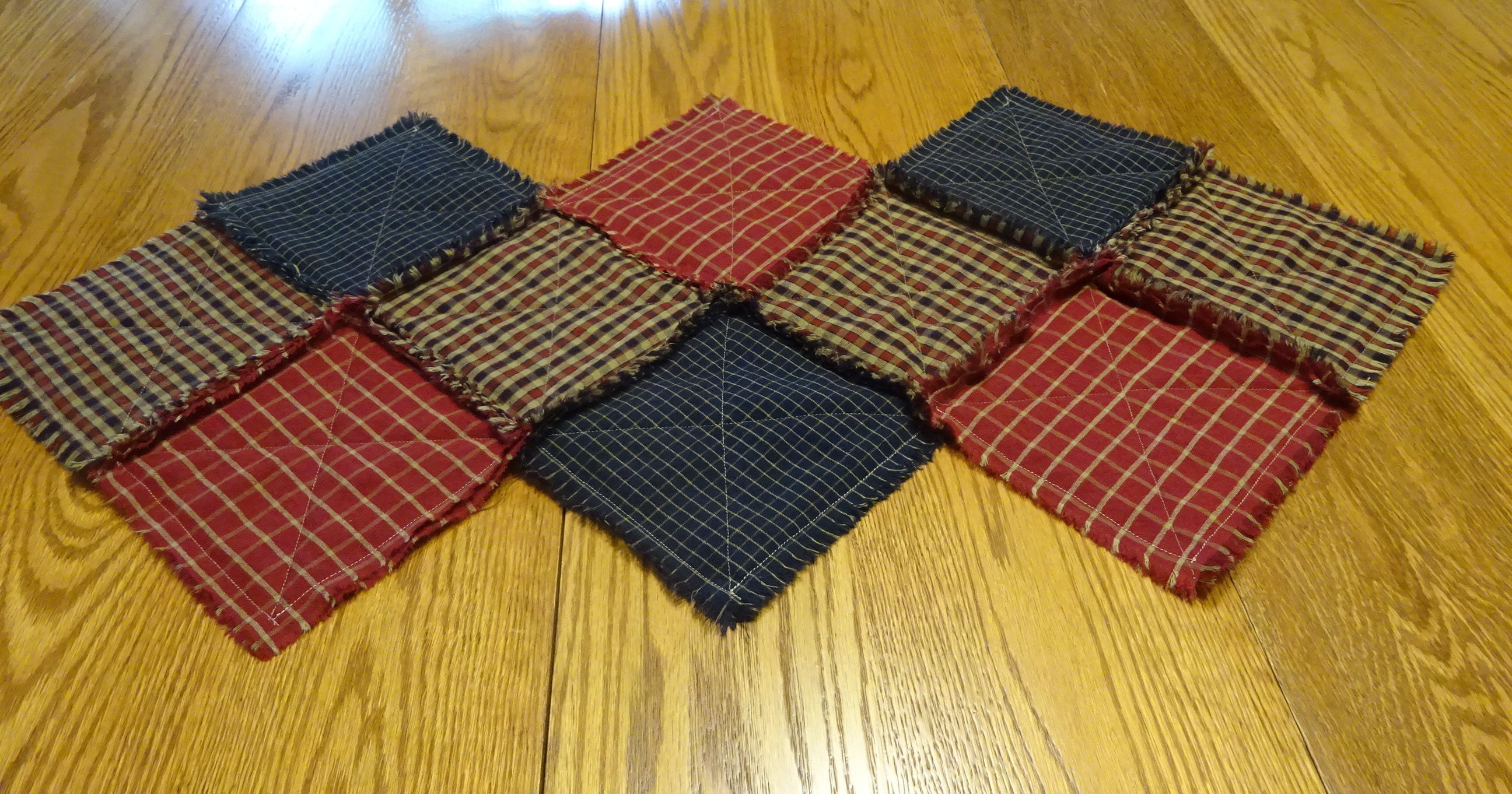 Country Table Runner Rustic Table Runner Rag Quilt Table - Etsy