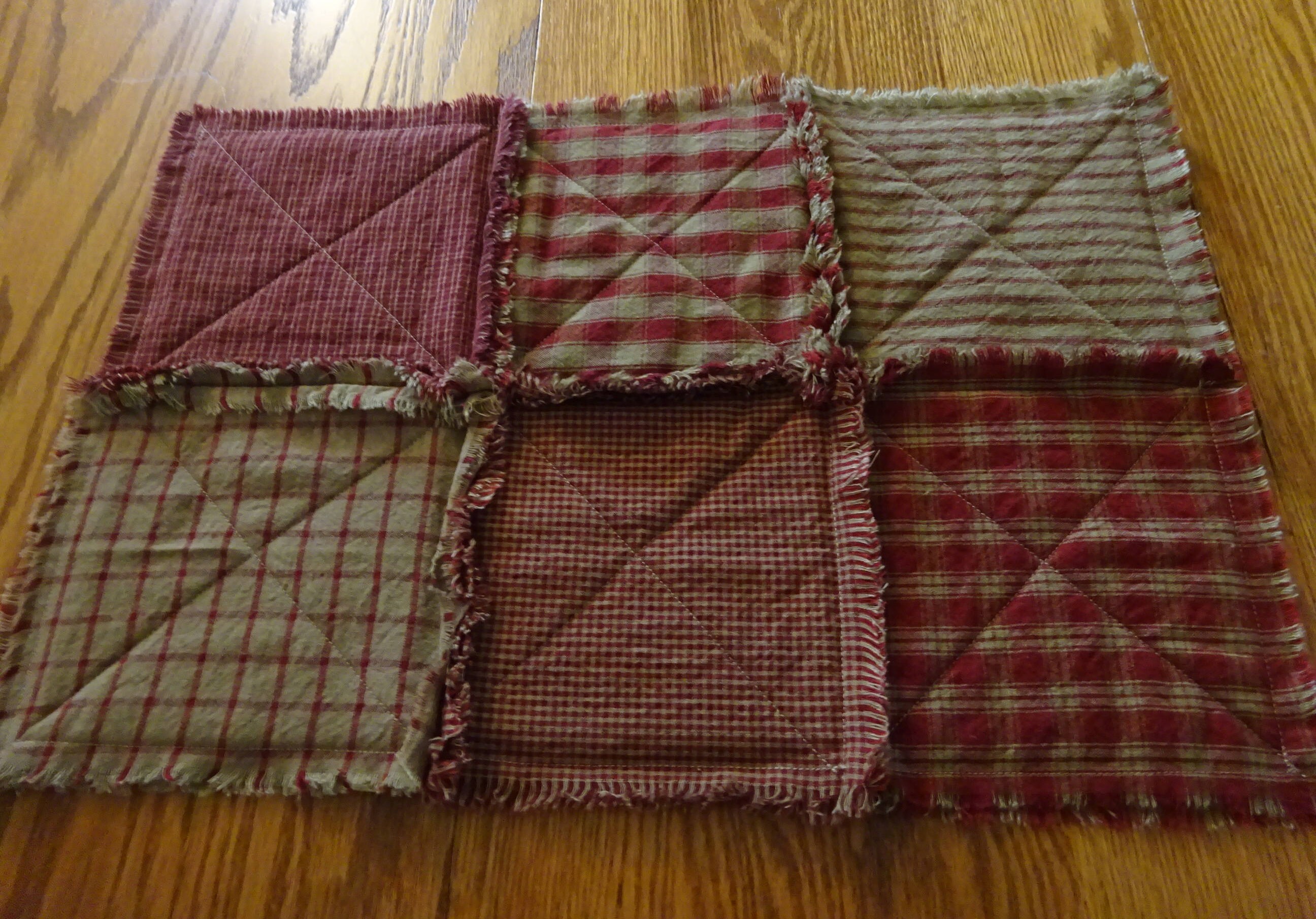 Rag Placemats, 6 Rag Placemats, Table Placemats, Quilt Placemats ...