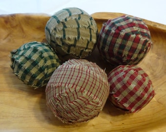 Rag Balls, Homespun Rag Balls, Christmas Bowl Filler, Christmas Rag ...