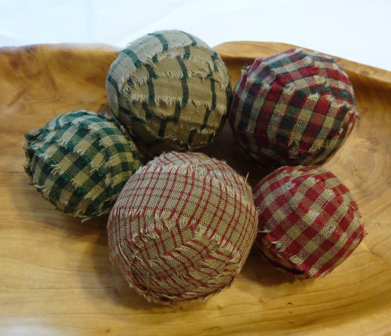 Rag Balls Homespun Rag Balls Christmas Bowl Filler | Etsy