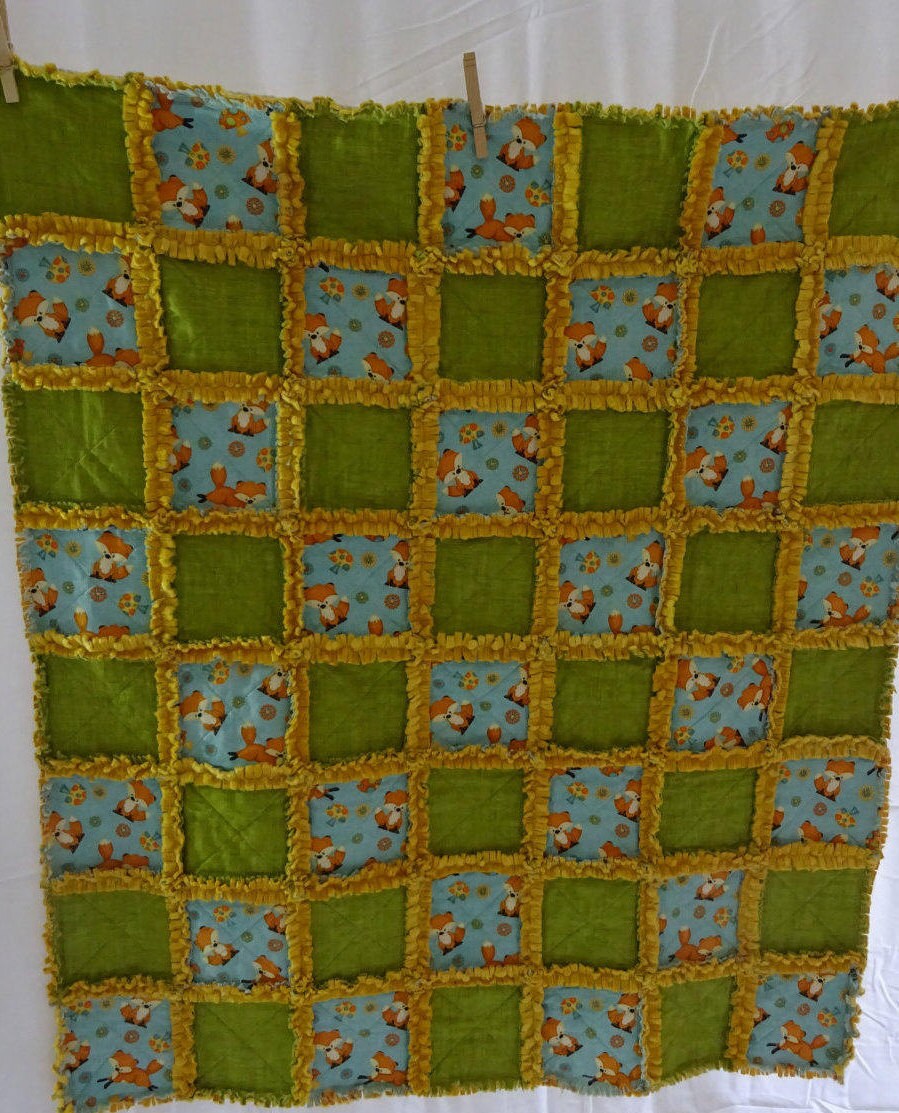 Rag Quilt Wildlife Baby Quilt Baby Rag Quilt Fox Rag Quilt - Etsy