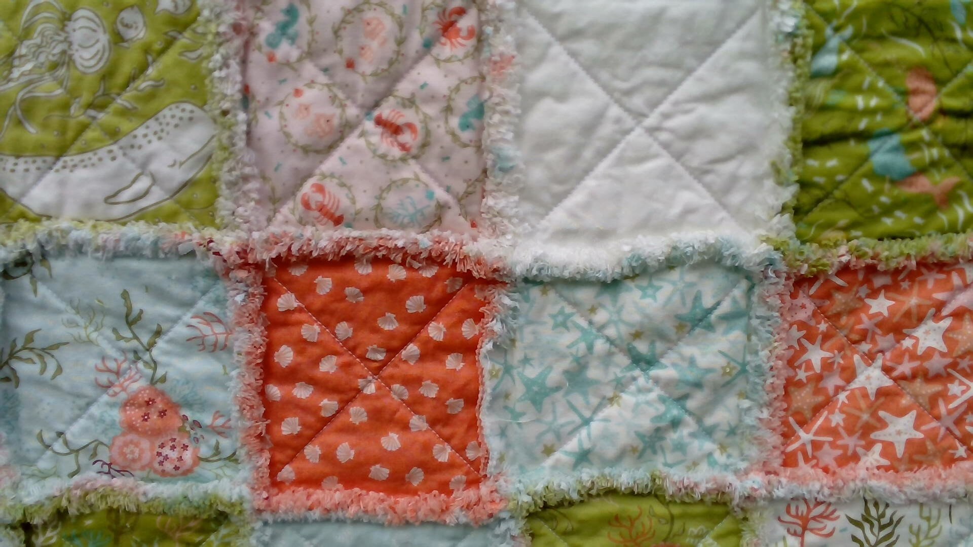 Nautical Theme Rag Quilt, Sea Shore Rag Quilt, Wheelchair Blanket, Lap ...