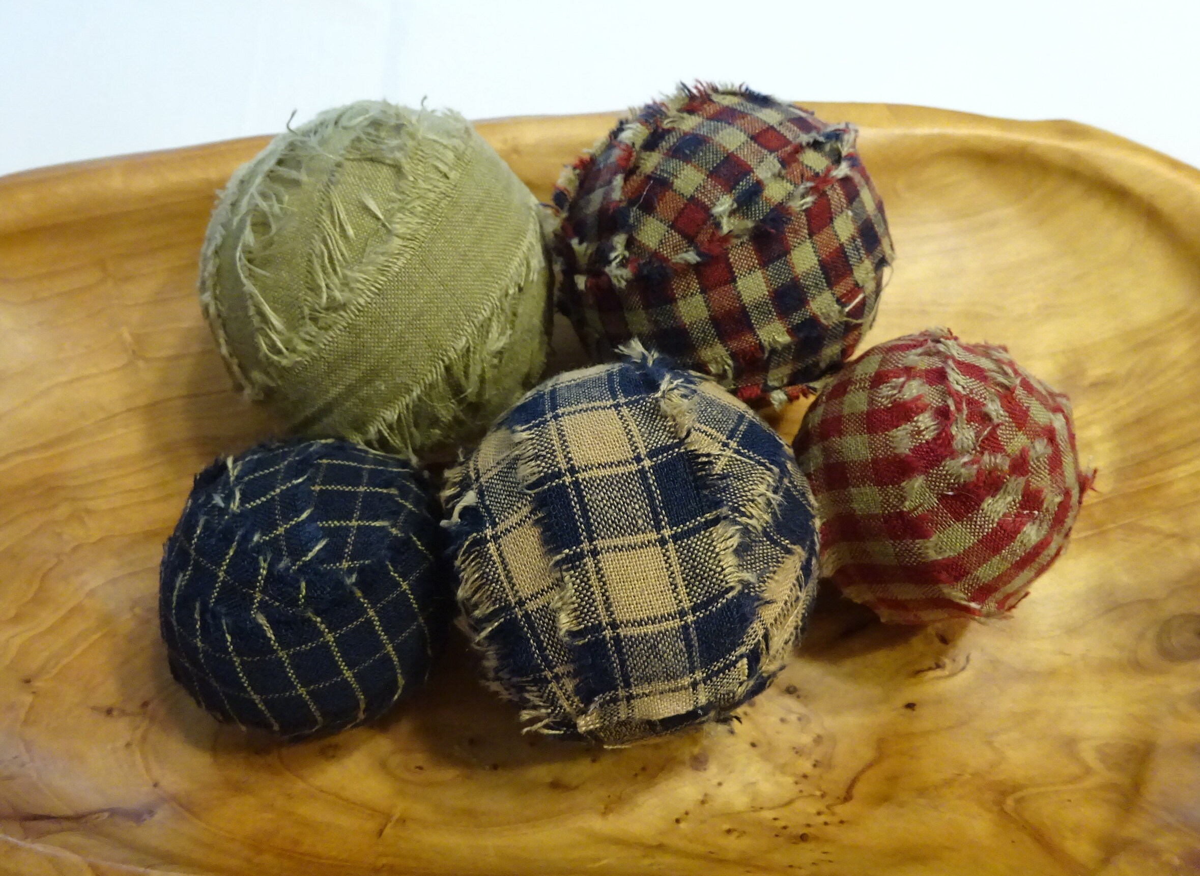 Rag Balls, Homespun Rag Balls, Christmas Bowl Filler, Patriotic Rag ...