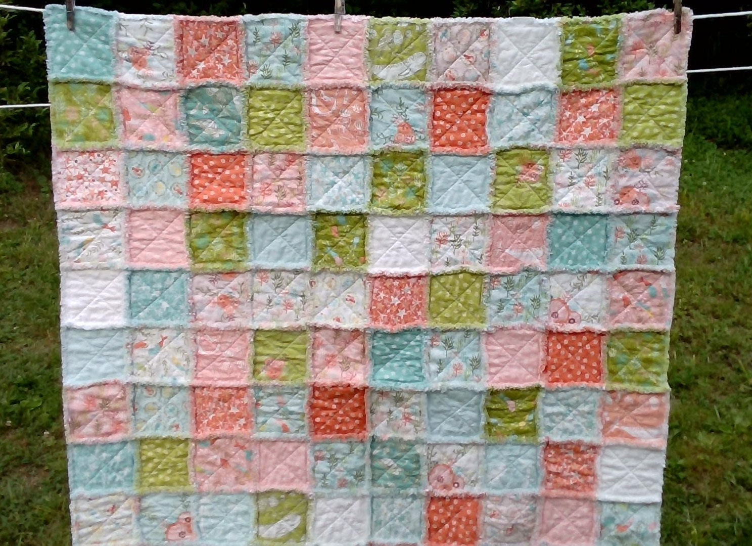 Nautical Theme Rag Quilt, Sea Shore Rag Quilt, Wheelchair Blanket, Lap ...